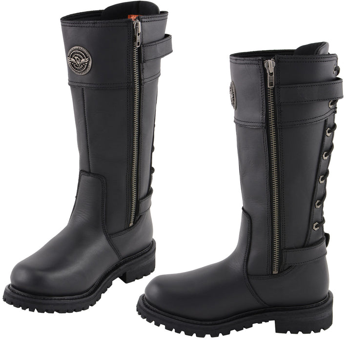 Milwaukee Leather MBL9385 Women's Black Leather 15-Inch Calf Laced ...