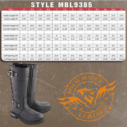 Milwaukee Leather MBL9385 Women's Black Leather 15-Inch Calf Laced ...