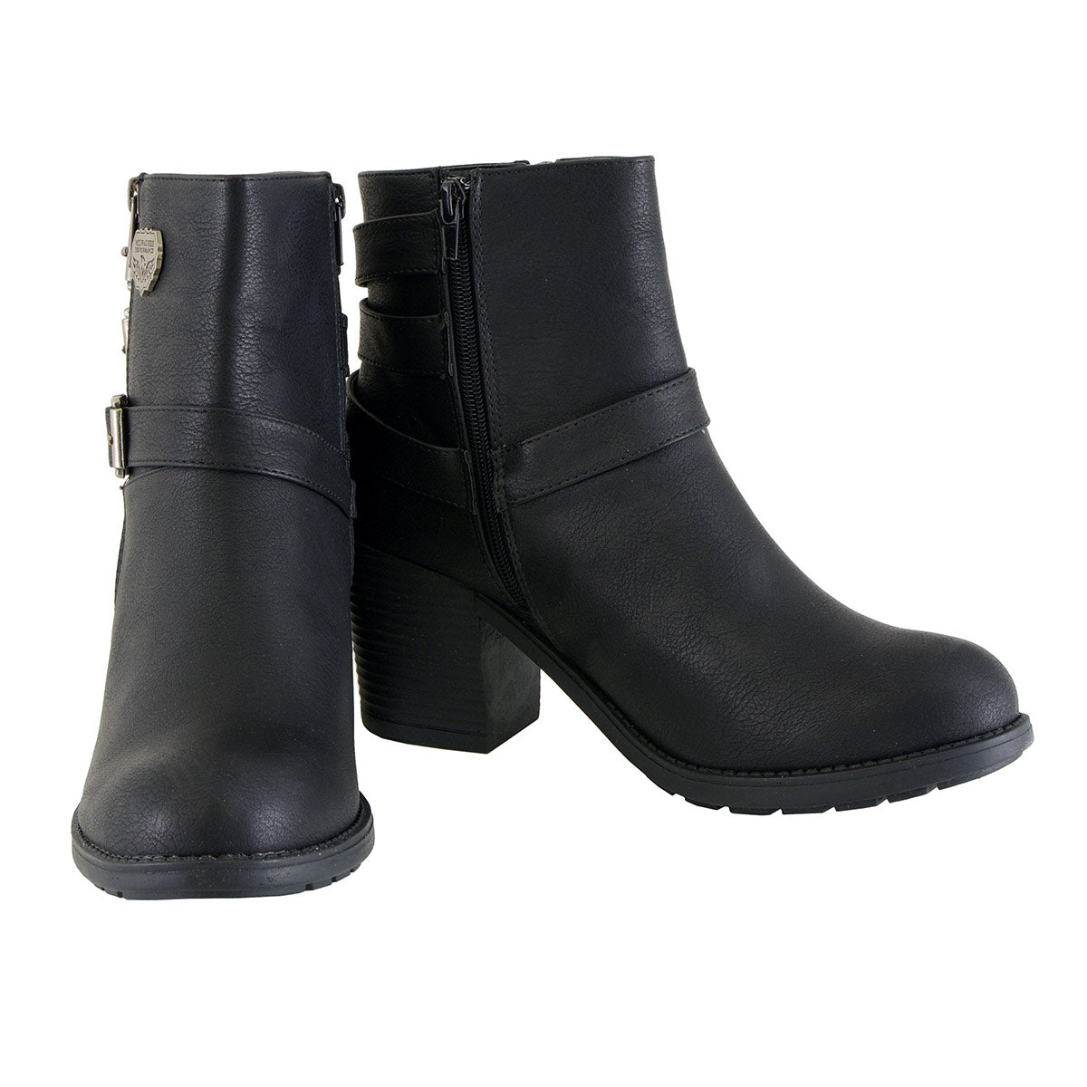 Milwaukee Leather MBL9405 Women's Short Black Fashion Boots with Side ...