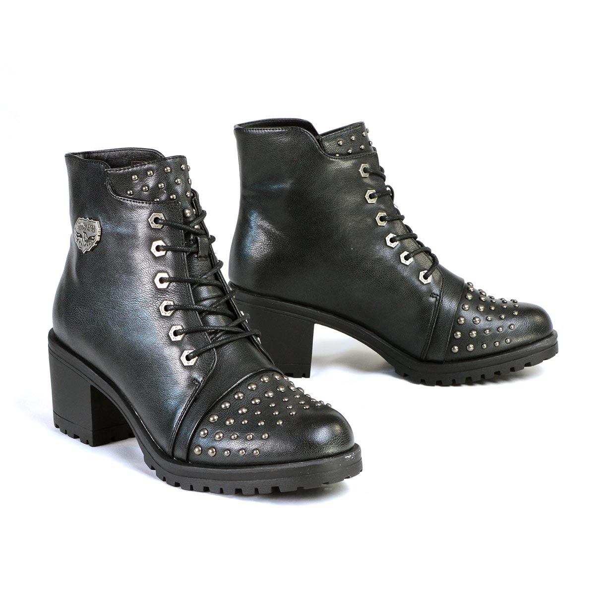 Milwaukee Leather MBL9426 Women's Distress Black Rocker Fashion Boots ...