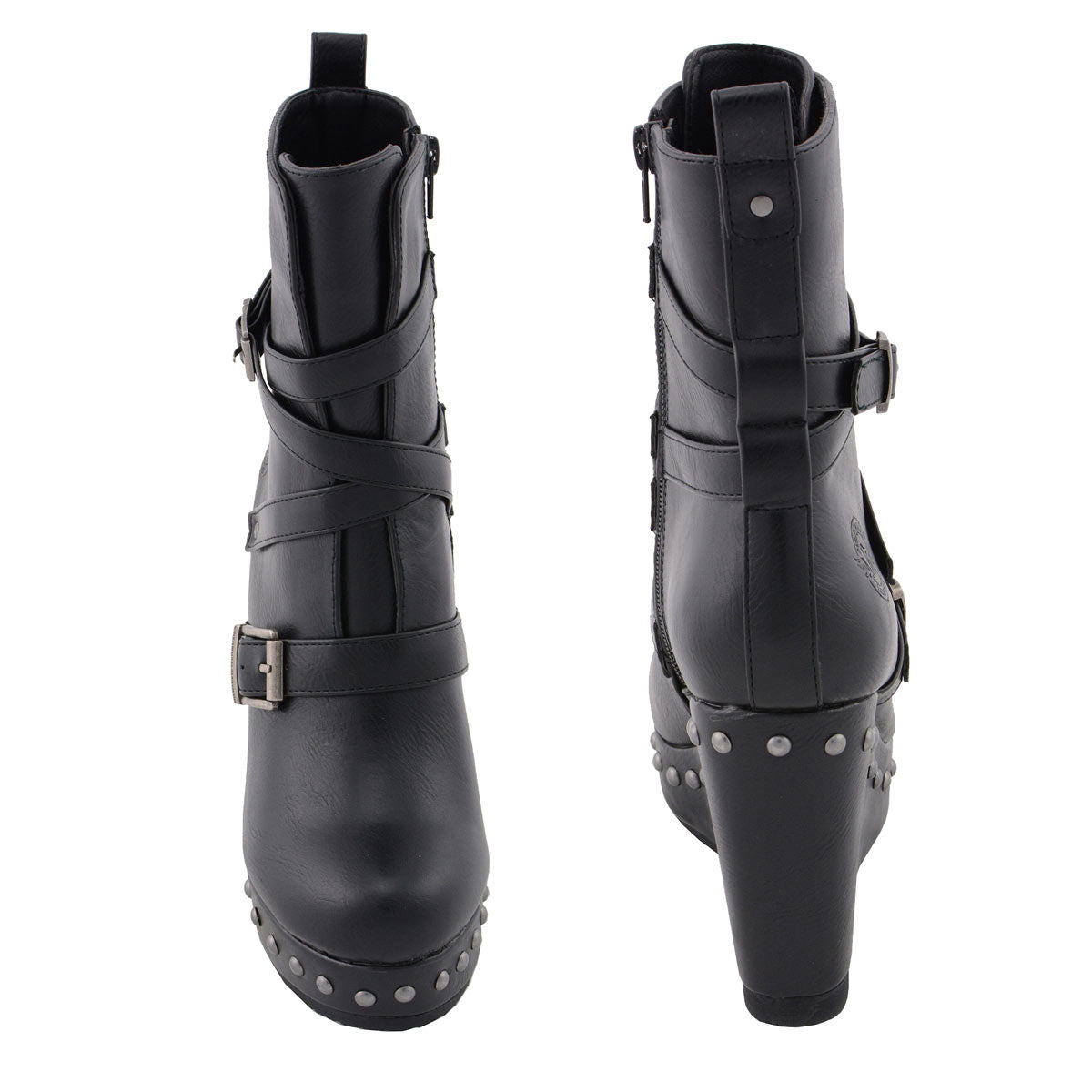 Milwaukee Leather Women's Black Triple Strap Fashion Boots with ...