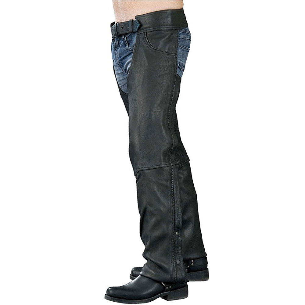 Milwaukee Leather SH1102 Men's Black Braided Leather Jean Style Chaps ...