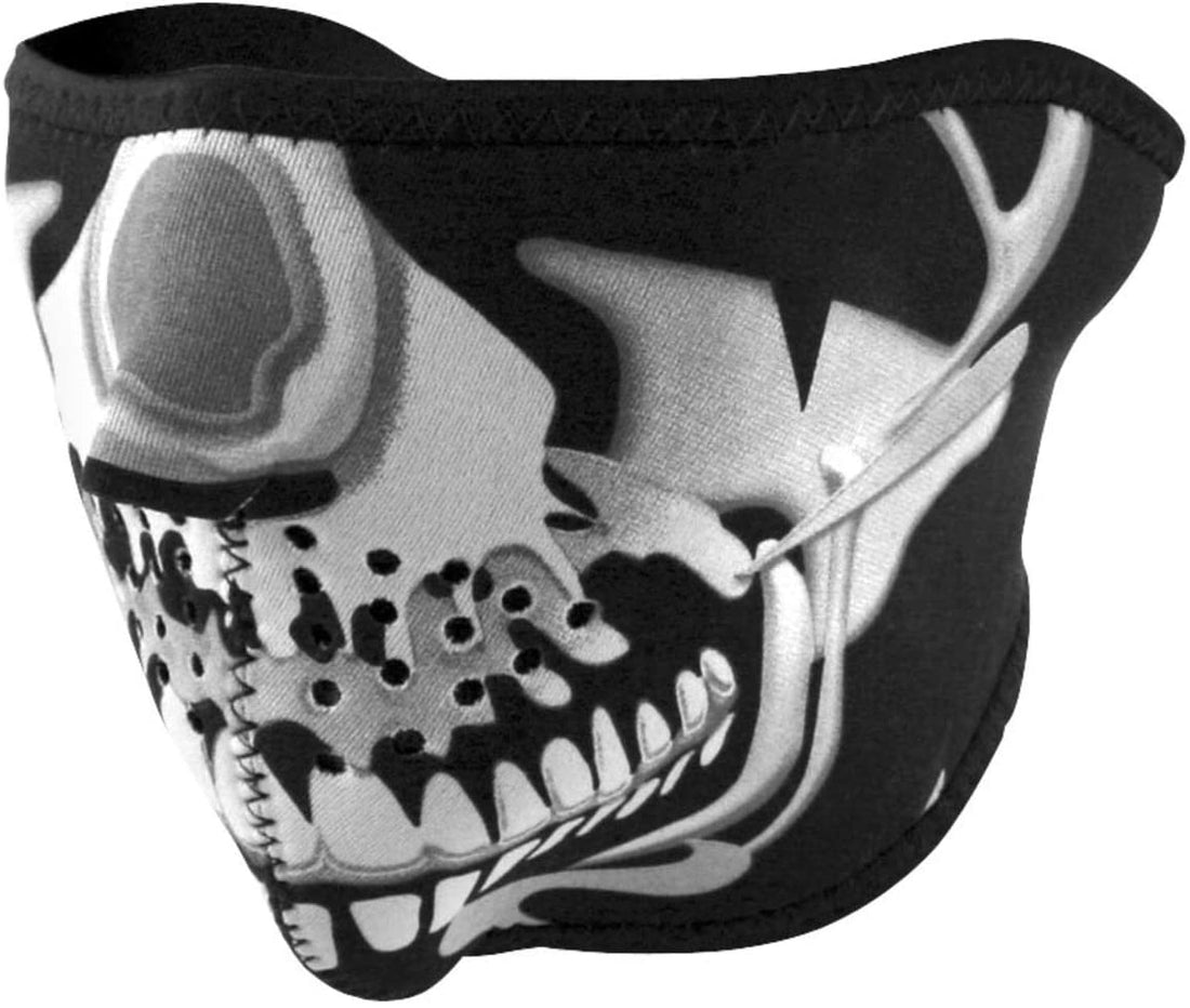 ZanHeadgear WNFM023H Neoprene Half Face Mask Chrome Skull – LeatherUp USA